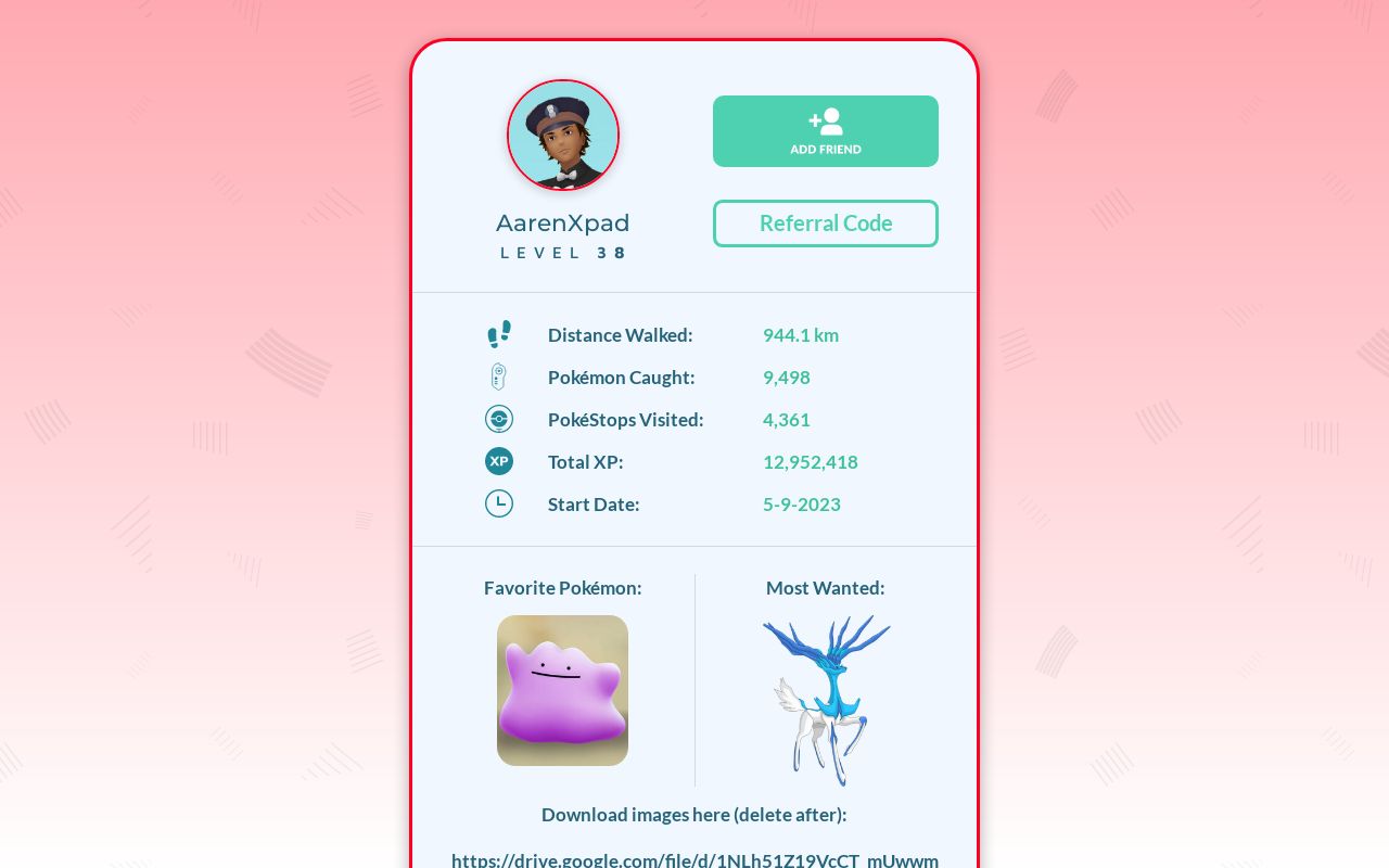 AarenXpad Pokemon Go Profile
